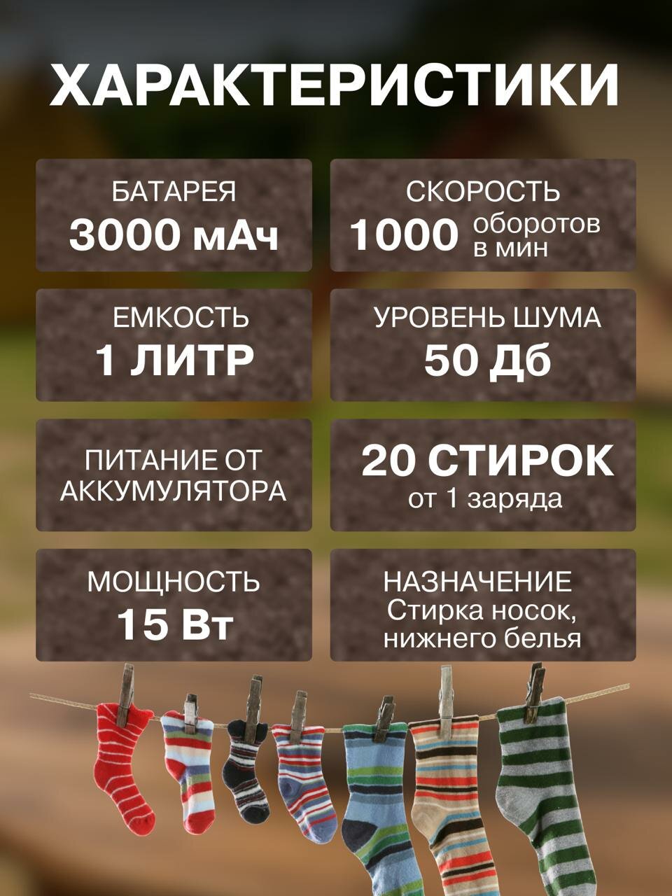 Портативная мини-стиральная машинка для носков, нижнего белья, мелких вещей зеленая