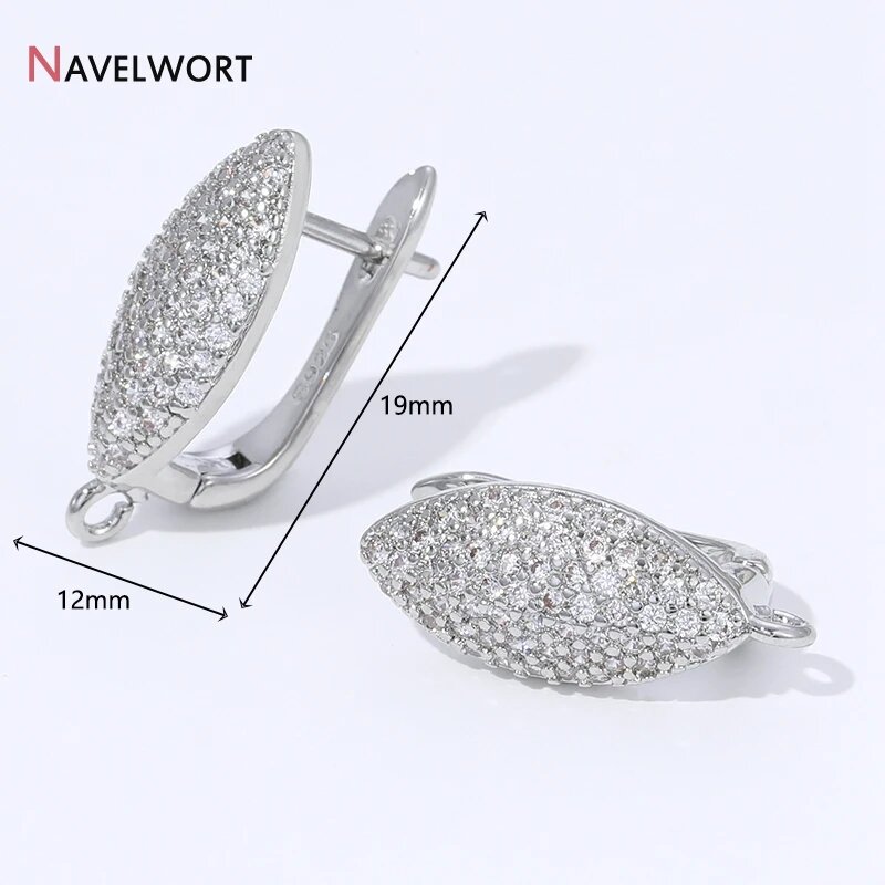 Серебряные швензы NAVELWORT, Rhodium Plated, 12x19 мм