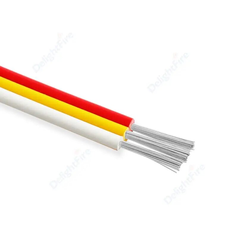 DelightFire 3-контактный кабель для светодиодной ленты 20AWG, red yellow white, 10M