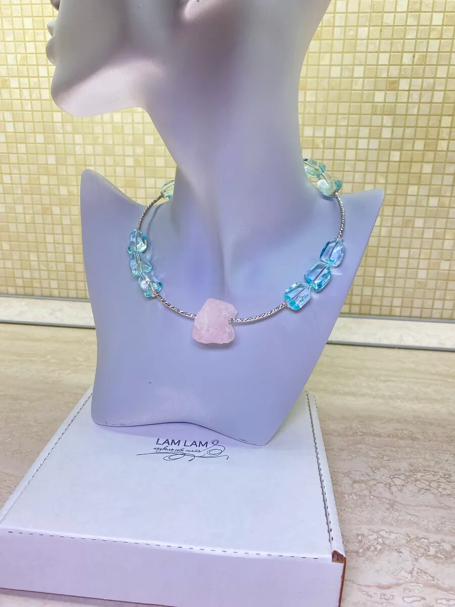 Чокер LAM LAM, розовый кварц, кристалл