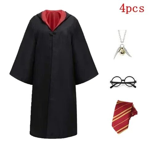 Костюм Гарри Поттера для взрослых и детей, комплект Гриффиндор Бордовый, М, 4pcs1