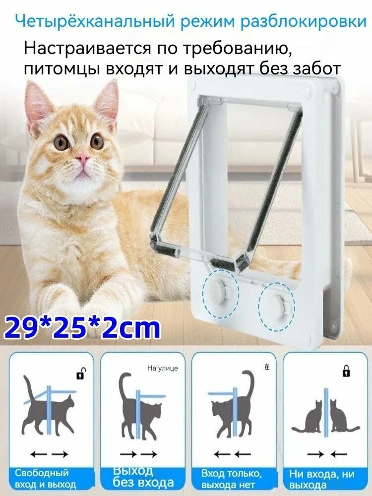 Белая пластиковая дверь для кошек и собак, бесшумная двусторонняя дверь для домашних животных 27*23.7*20MM