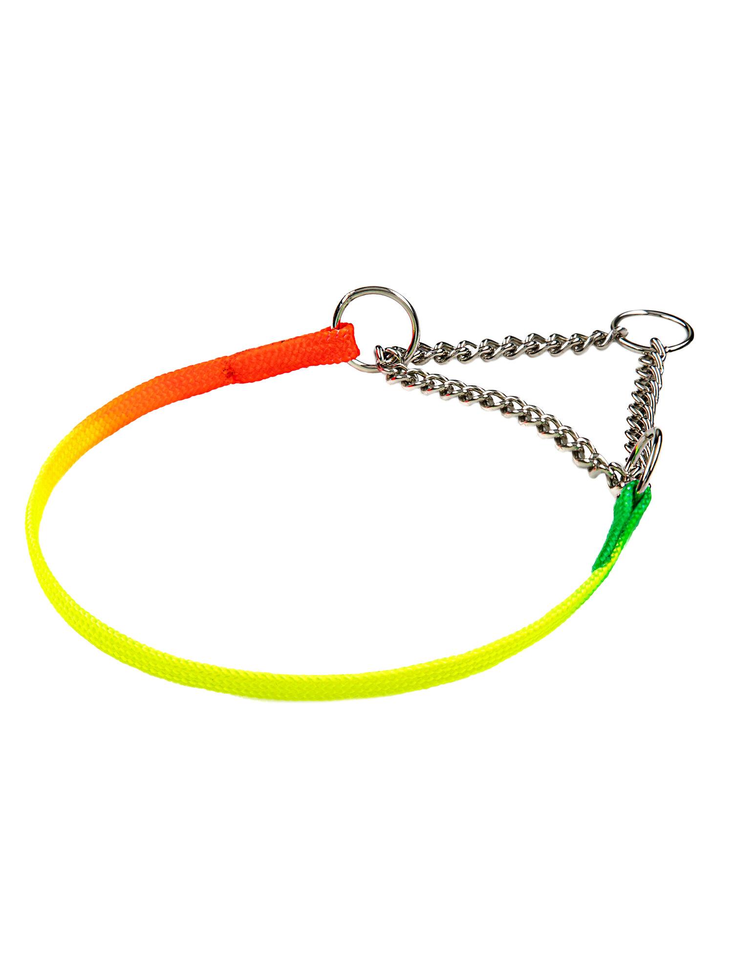 Ошейник-полуудавка для собак ZooOne (лента-чулок) 5мм (24-30см) с цугом (никель) жёлто-зелёный, 75-2053