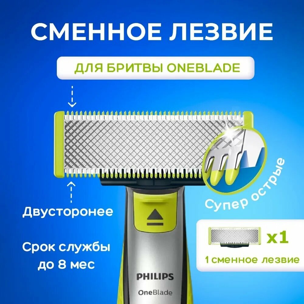 Сменные лезвия для OneBlade QP230/50 и One Blade Pro, Насадки для триммера.1 шт