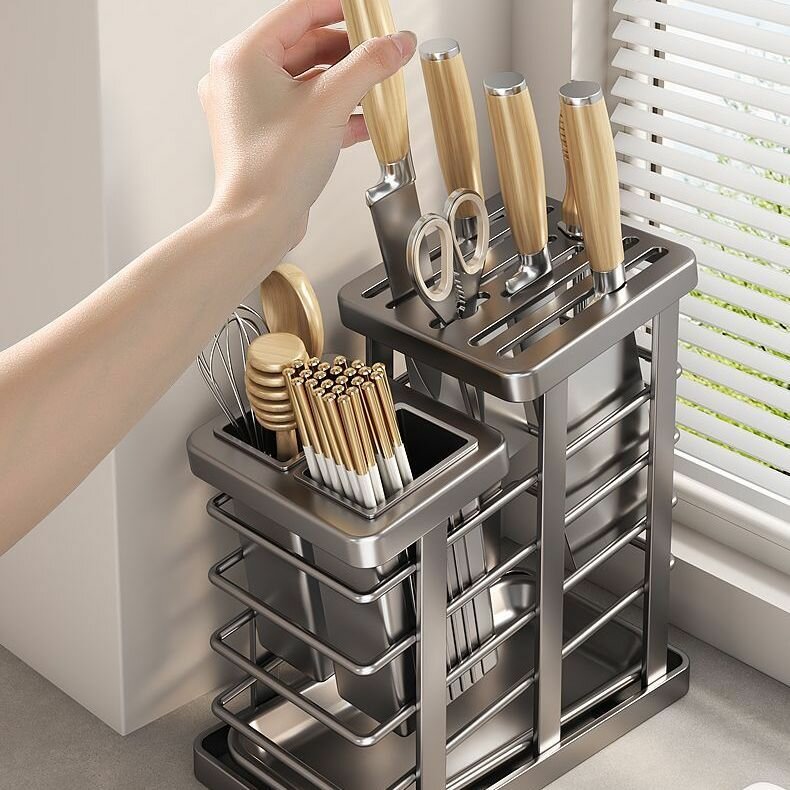 Стойка для ножей Hongtai, держатель для ножей, стеллаж для хранения, настольный держатель для ножей с дренажем, стойка для ножей, полка для хранения