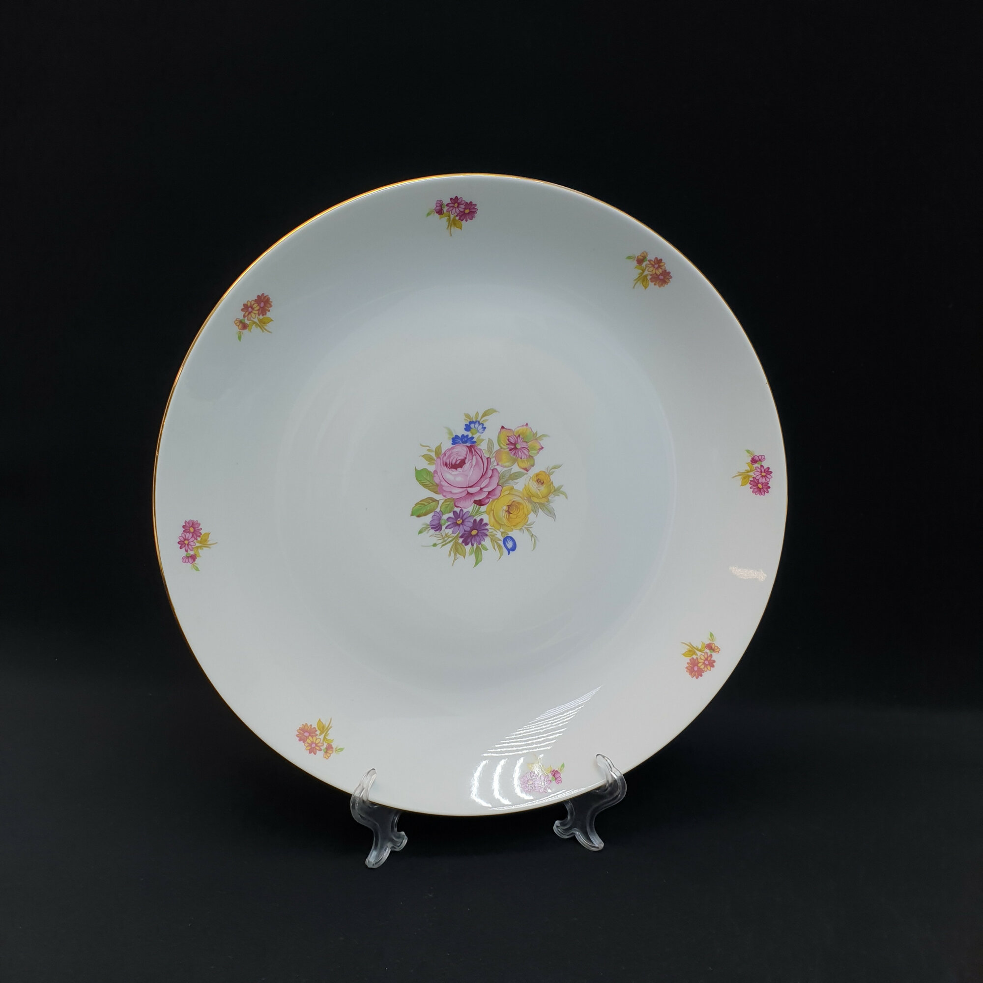 Винтажное блюдо Bohemia, фарфор деколь золочение 295 мм, Чехословакия