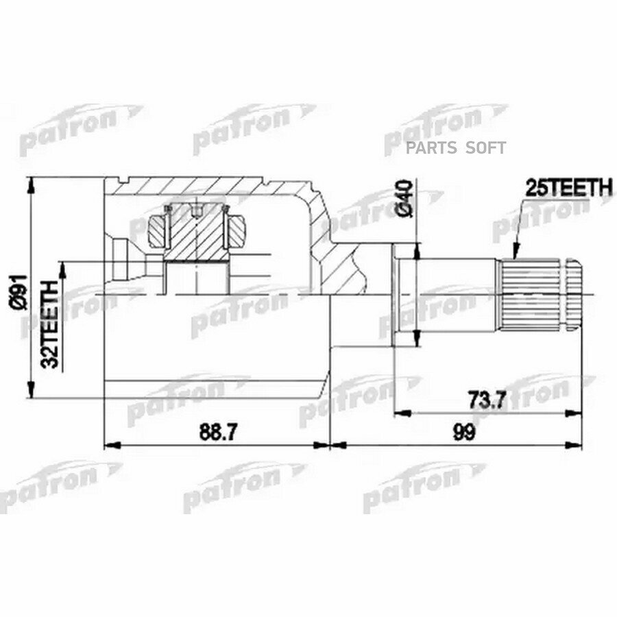 PATRON PCV9538 ШРУС CHRYSLER CIRRUS/SEBRING 95- внутр. (25x40x32)