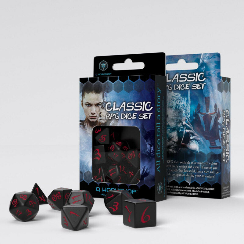 Набор кубиков для настольных ролевых игр (Dungeons and Dragons, DnD, D&D, Pathfinder) - Classic RPG Black & red Dice Set