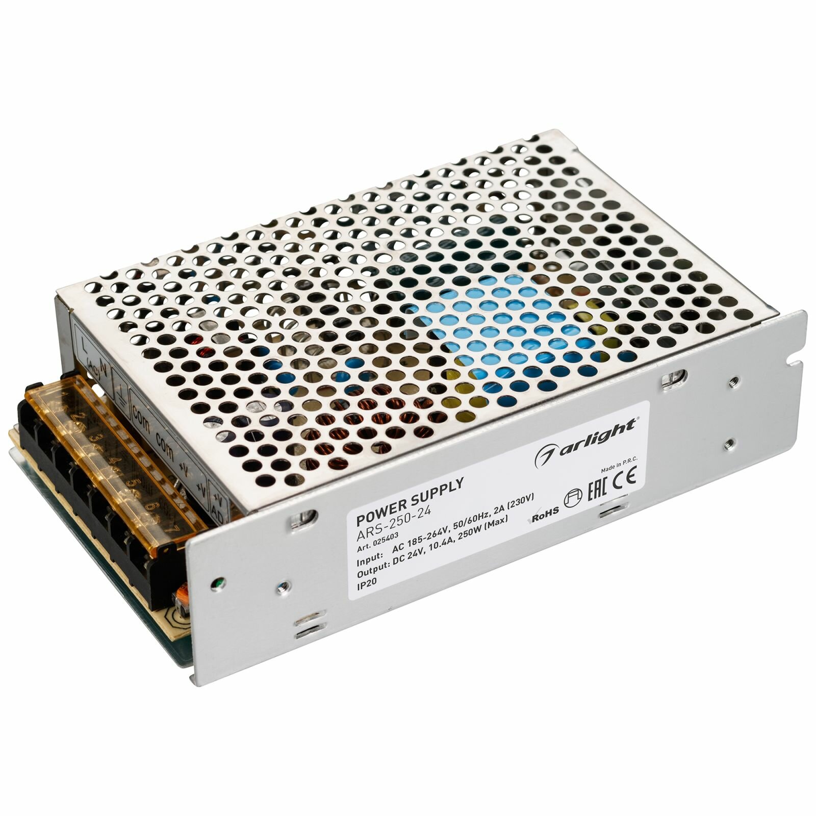 Блок питания ars-250-24, 24v, 10.4a, 250w, arl, ip20 сетка, 2 года