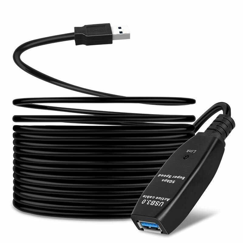 Активный USB 3.0 удлинитель 5м с возможностью подсоединения питания