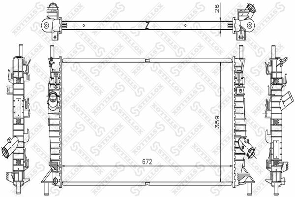 STELLOX Радиатор охлаждения двигателя для Mazda 3, Ford Focus II/C-Max 1.4-2.0 03>