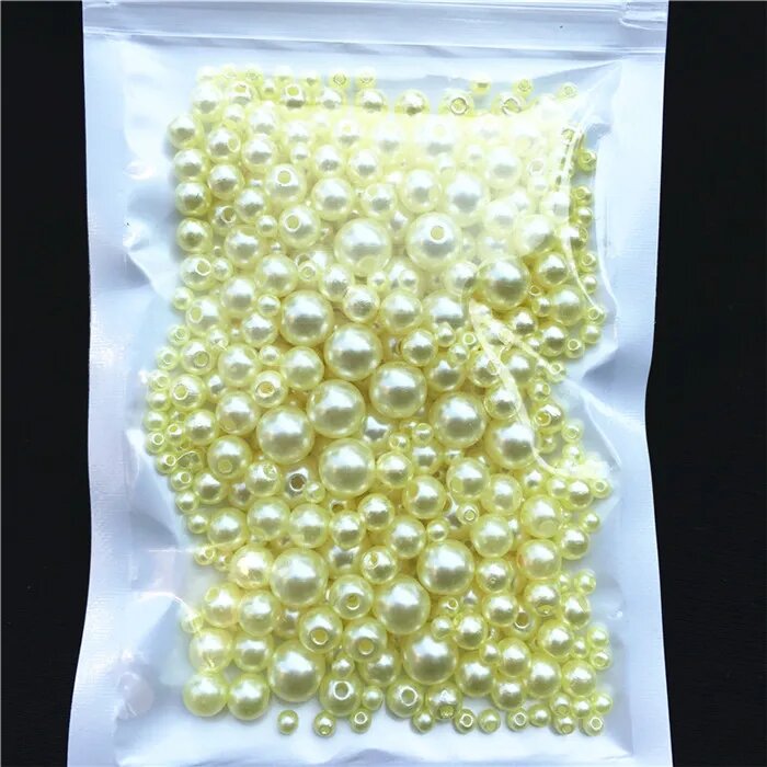 Имитационные жемчужины isequins разноцветные 3/4/5/6/8 мм Mix Size Yellow
