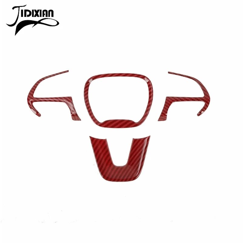 Декоративная накладка на руль JIDIXIAN для Dodge Charger, Challenger 2015-2026, red carbon fiber