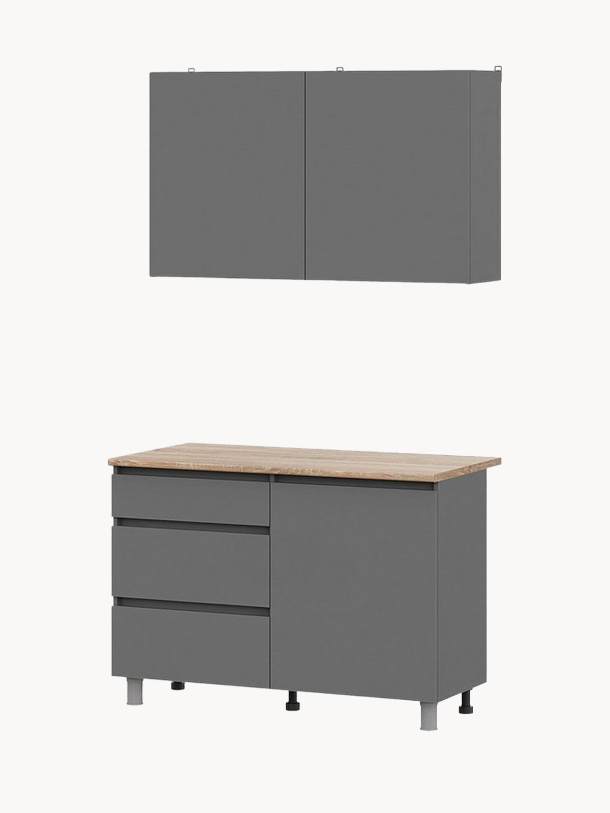 Кухонный гарнитур Денвер 1.2 м, мебель для дома и кухни, Дуб Сонома / Серый графит