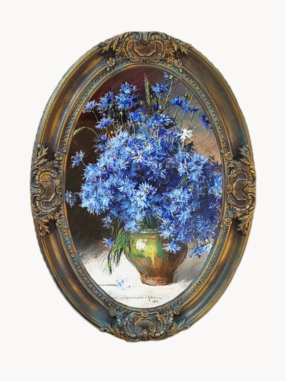 Картина Васильки. И. Левитан. Объемный принт в гипсовой раме ручной работы, репродукция, винтажная картина панно