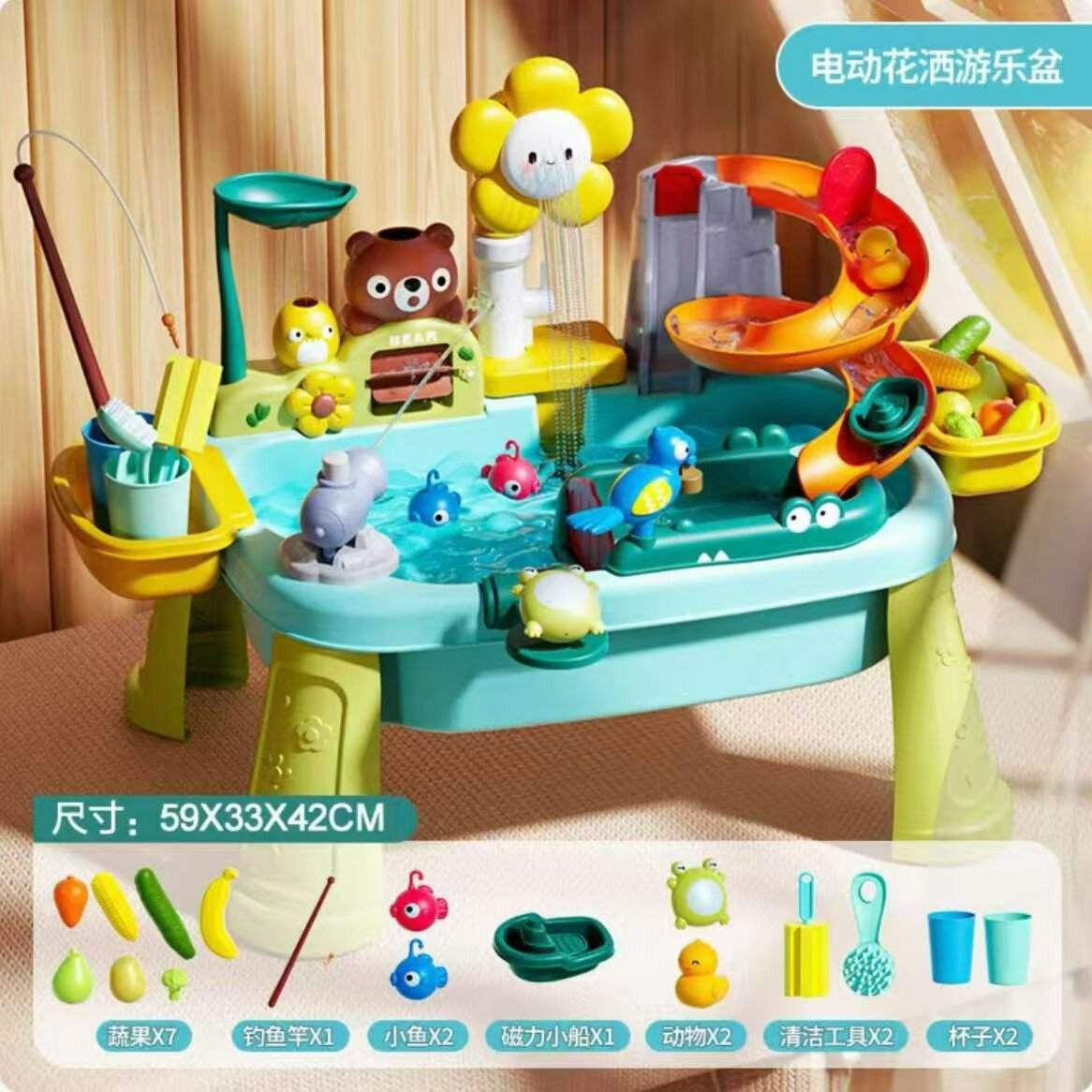 Подсолнух 613 Детская электрическая мойка с циклом воды игрушка для кухни без батареи Синий