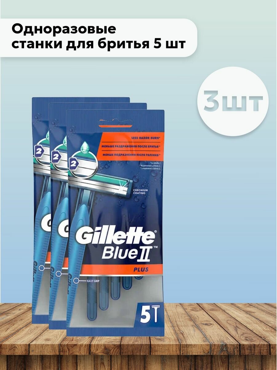 Набор 3 шт Gillette Blue2 Plus - Одноразовые станки