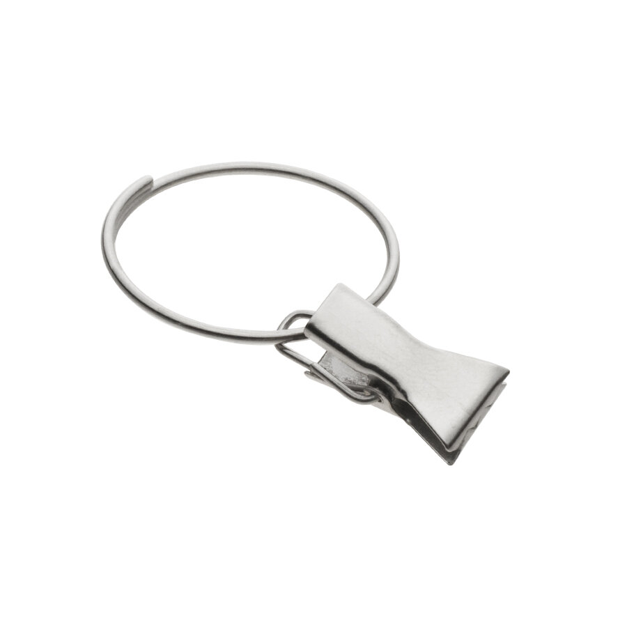 Зажим для крепления штор и занавесок металлический прямой 12 мм с кольцом 35 мм, 20 шт.