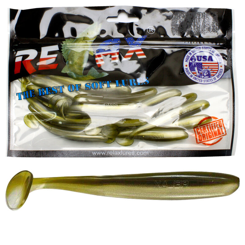 Мягкая силиконовая приманка риппер RELAX BASS 3 7,5cm 4,9g цвет L585 (White Pearl, Green Pumpkin) 1 уп. по 10 шт.