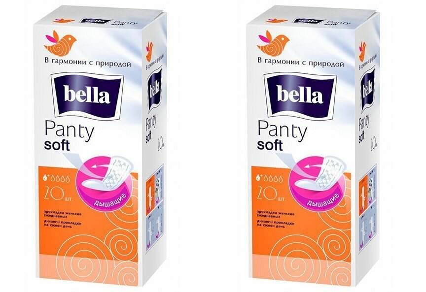 Прокладки, Bella, Panty soft, ежедневные, 20 шт, 2 уп