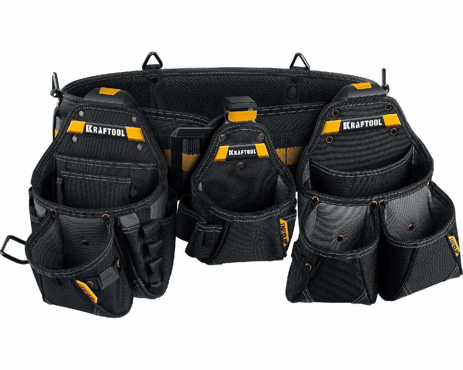Пояс монтажника KRAFTOOL KBS-4 с 3 сумками 37 карманами и петлями регулируемый ремень 80-122 см