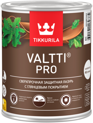 Лазурь Сверхпрочная Tikkurila Valtti Pro 2.7л с Глянцевым Покрытием для Древесины / Тиккурила Валтти Про.