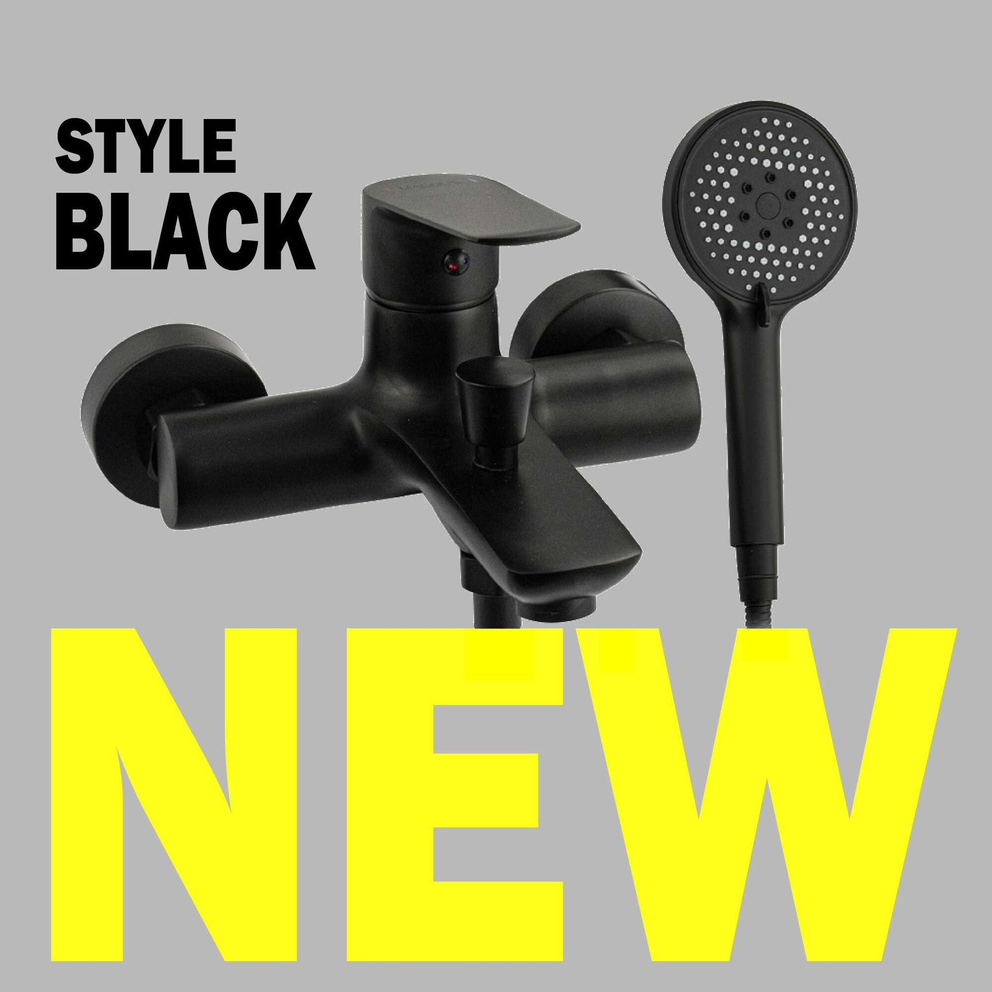 Смеситель в ванную с коротким изливом и душевой лейкой Магнус, цвет Чёрный (8710)