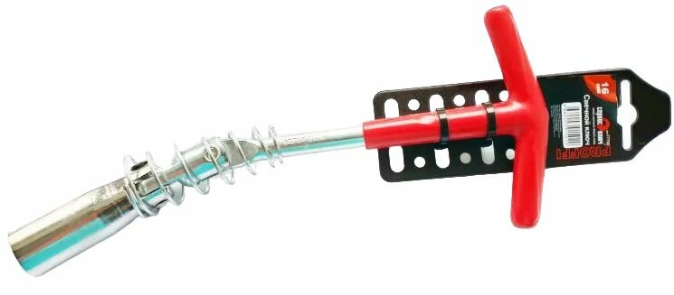 Свечной ключ с карданом сервис ключ 16мм на холдере 250мм. (77790)