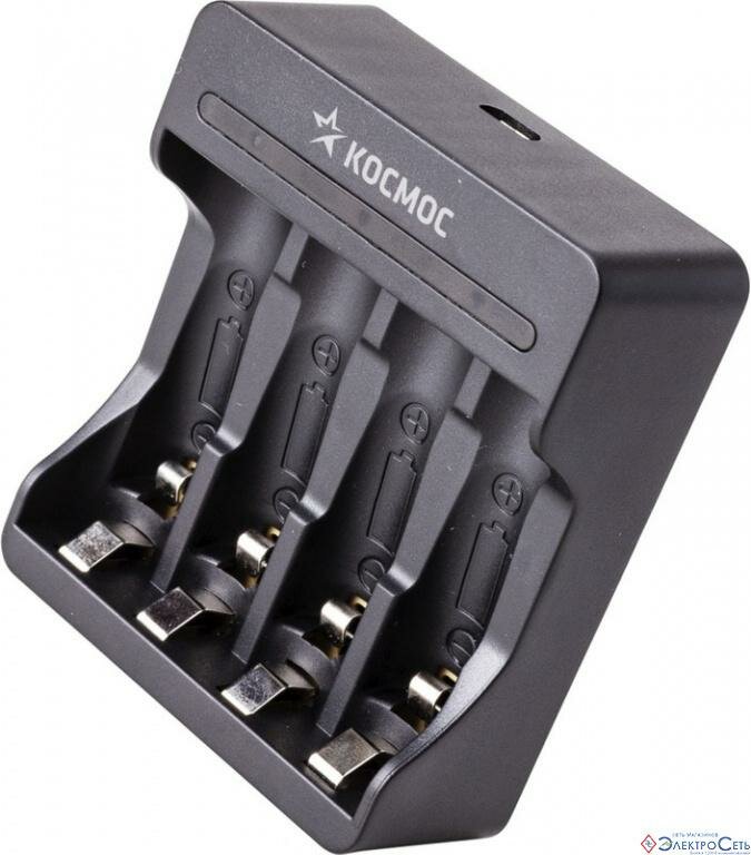 ЗУ для Ni-Mh/Ni-Cd аккумуляторов Космос KOC903USB (4xAAA/AA, автомат. откл.) , 1шт.