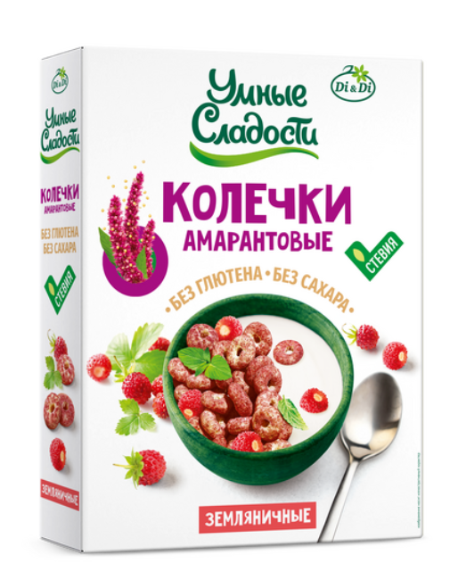 Колечки Умные сладости амарантовые Земляничные, 150 гр