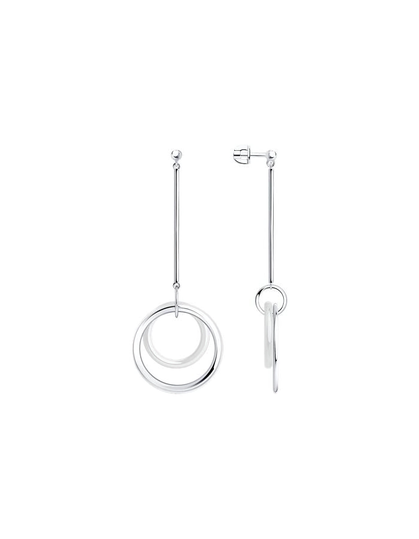 Серьги пусеты, серебро, 925 проба, родирование, керамика