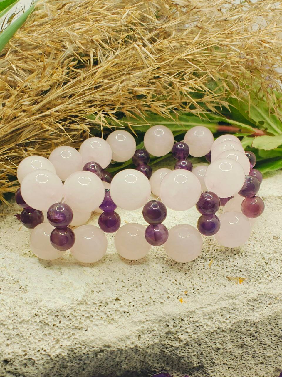 Браслет-нить, кварц, аметист