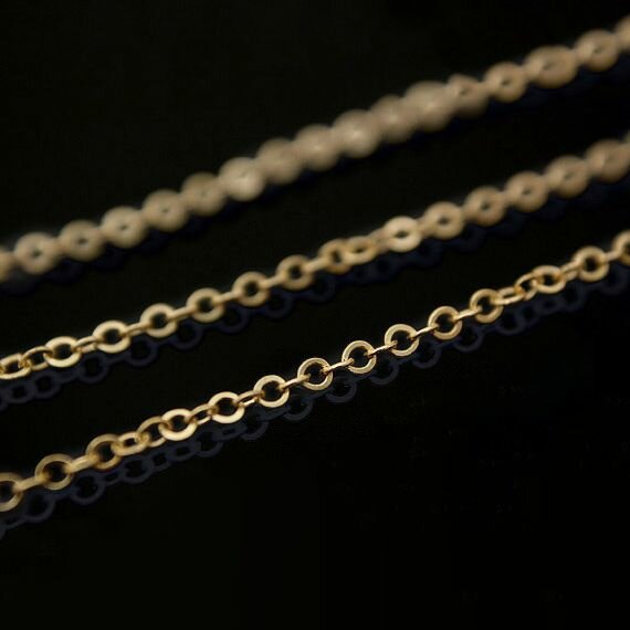 Цепочка отрезная (без замка), 2х1.8мм, Корея, базовый материал - латунь, матовая позолоченная, 1 метр
