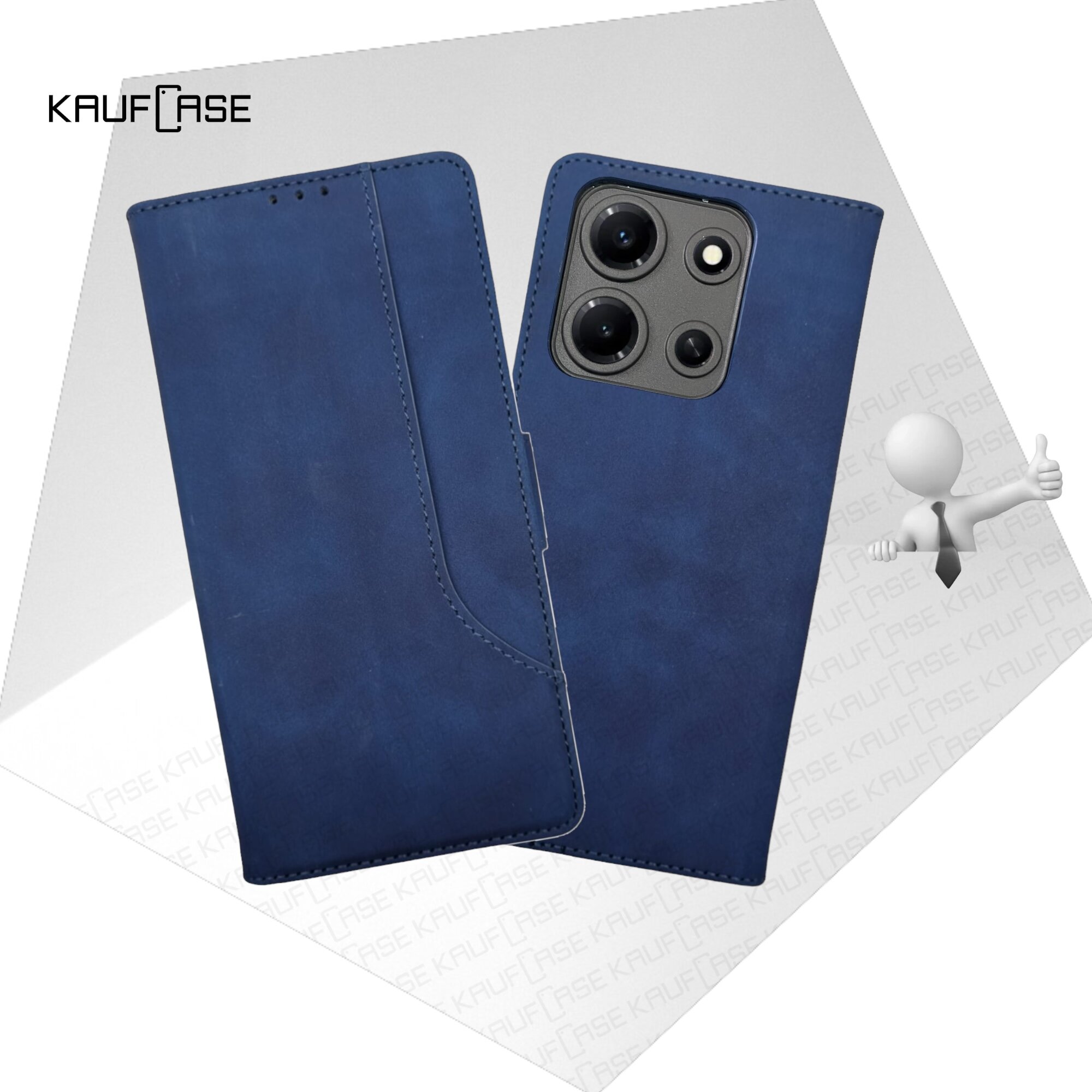 Чехол книжка с карманом кошельком для вашего смартфона Infinix Note 30i (X6716) (6.66"), темно-синий. Матовая текстура под кожу, дополнительный карман на крышке чехла, отделения для карт и купюр