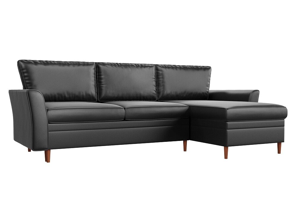 Угловой диван София Черный Экокожа, пантограф (тик-так), 228х150х90 см, с ящиком для белья