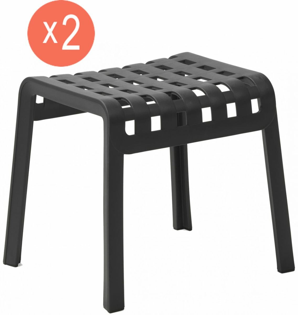 Комплект табуретов для кухни, пластиковых Poggio, 2 шт, цвет антрацит, NARDI