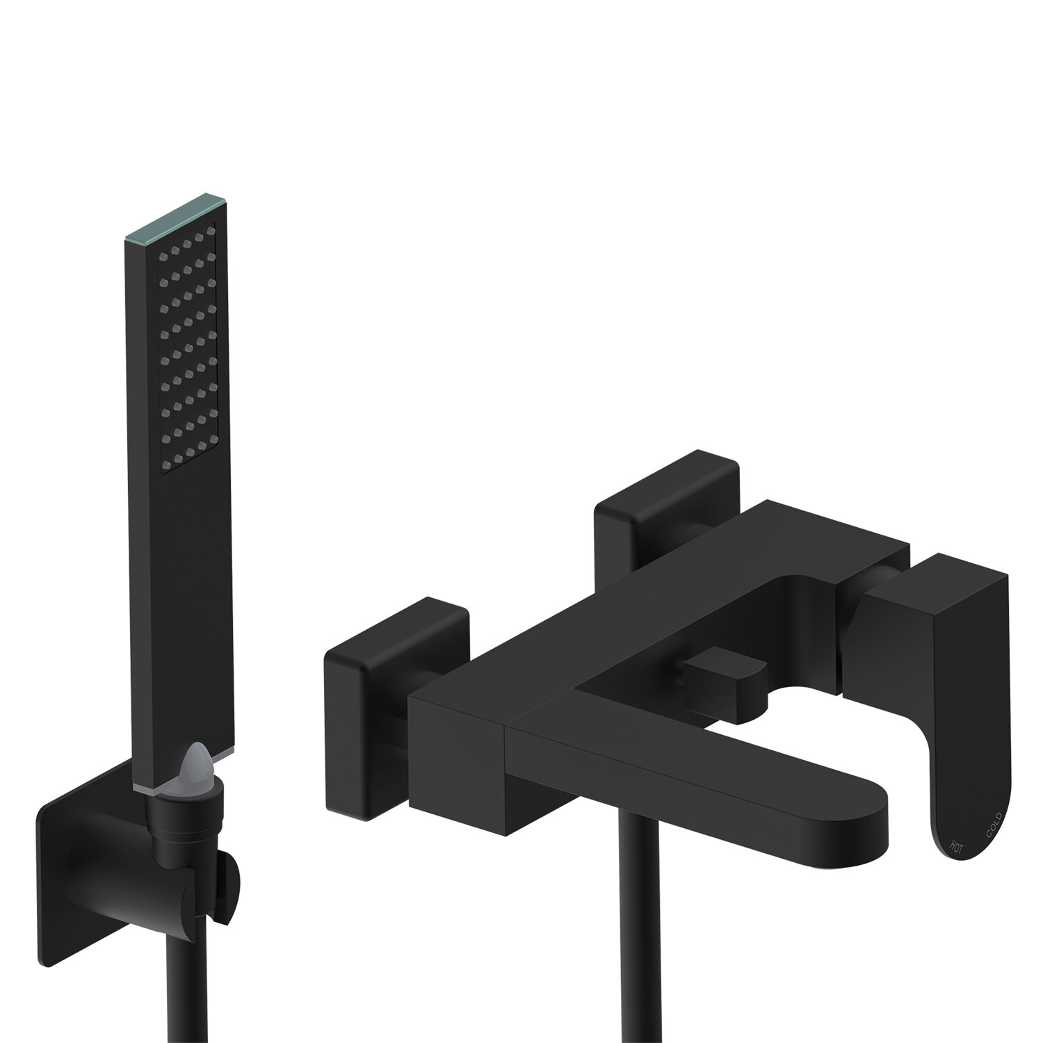 Смеситель для ванны Bossini GILLO с ручным душем, керамический картридж, шланг из латуни 125 см, черный матовый (Z00728.073)