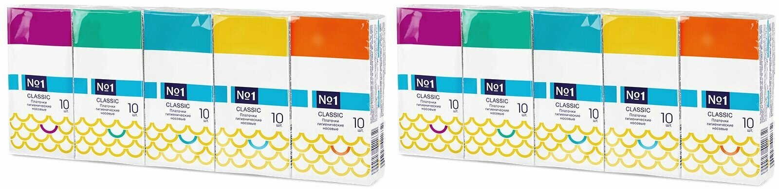 BELLA Платочки носовые bella №1 Classic двухслойные "Mega Pack", 10 упаковок по 10 платочков, 2 шт.