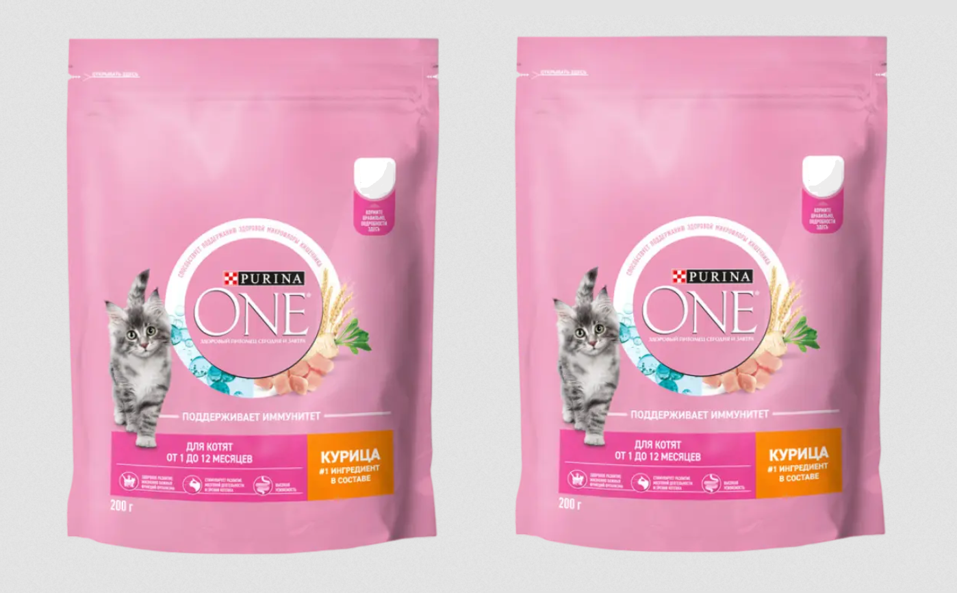Purina One сухой корм для котят, с высоким содержанием курицы и цельными злаками, 200 г, 2 шт
