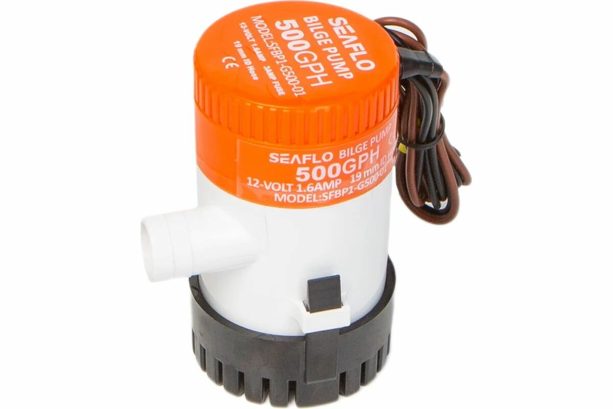 Водооткачивающая трюмная помпа SeaFlo 500 галлон/час, патрубок 19 мм, 12V SFBP1-G500-01