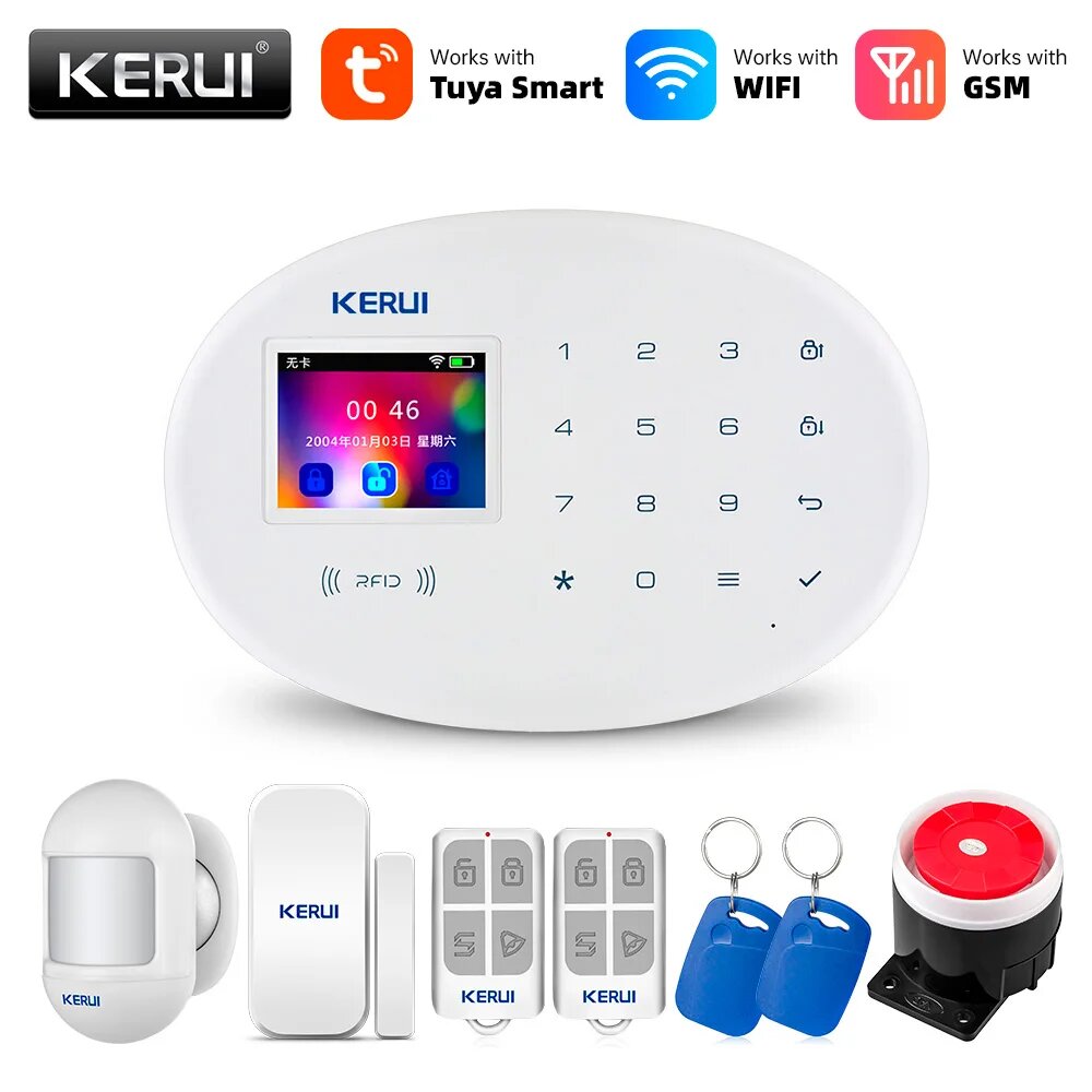 KERUI Tuya GSM беспроводная сигнализация Европейская вилка (EU Plug), Alarm KIT1
