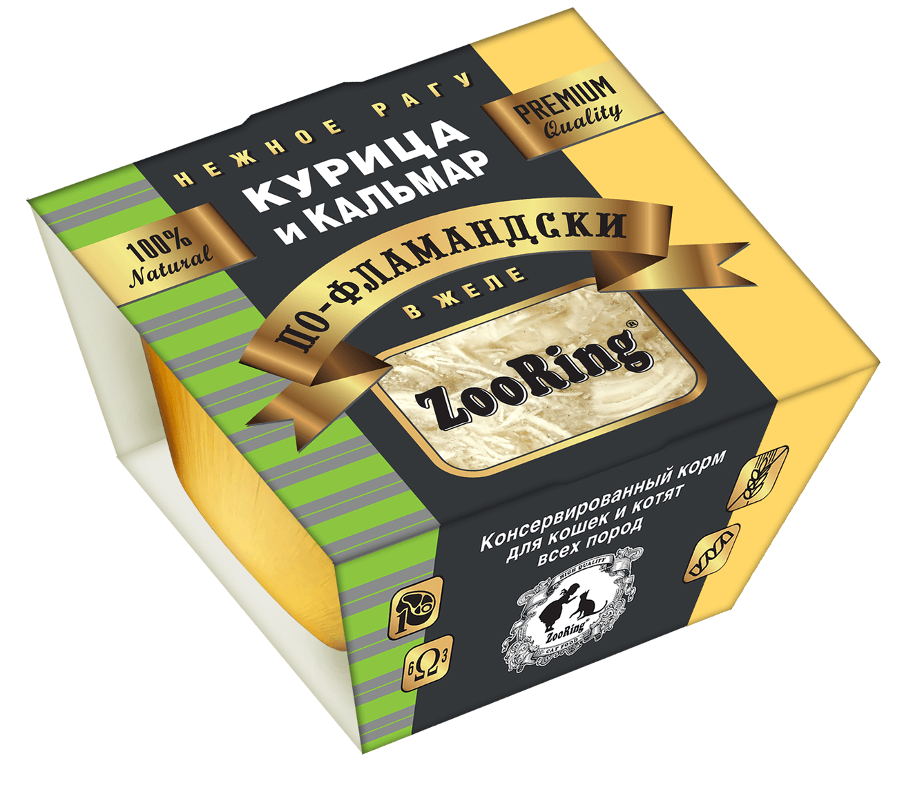 Zooring для кошек курица кальмар по фламандский рагу в желе 75 гр - 12 шт
