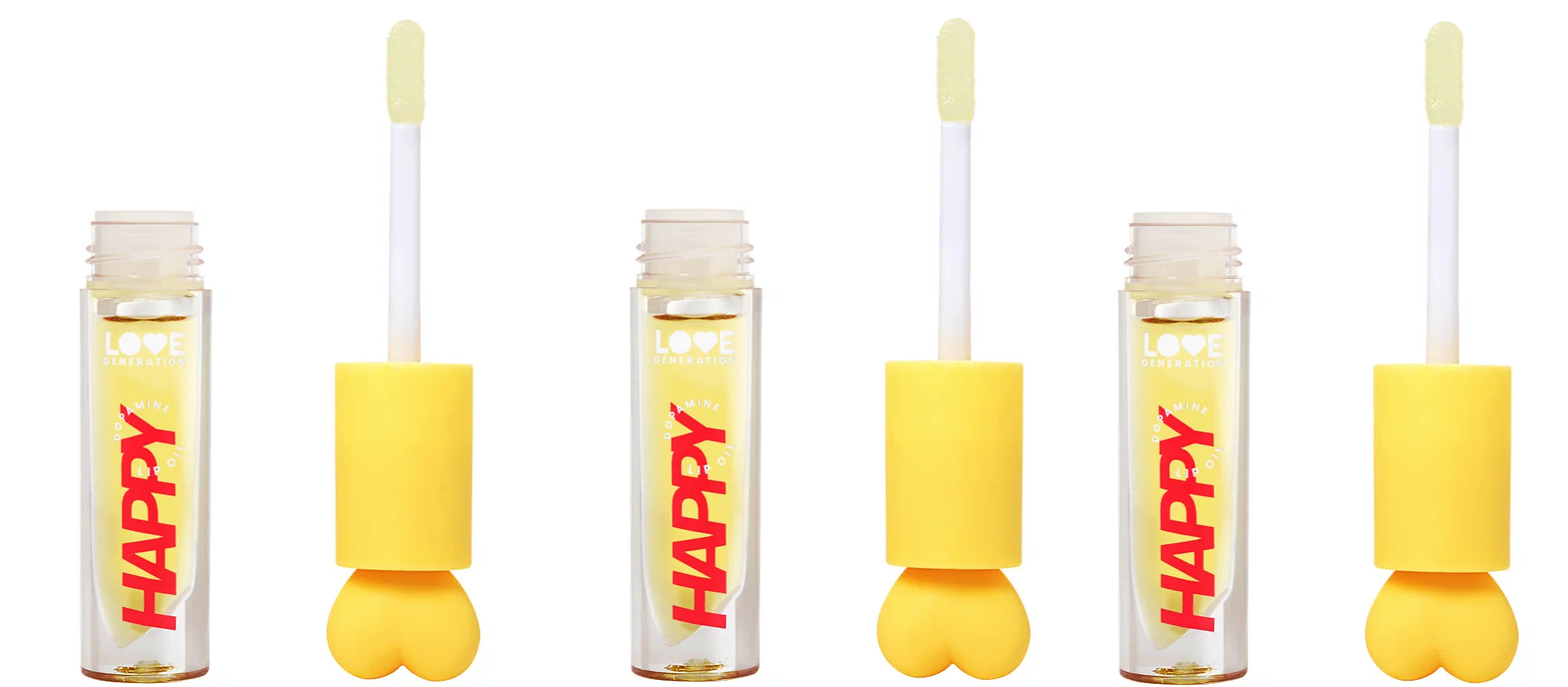 Масло для губ Love Generation Be happy, тон 02 прозрачно-желтый, 2,3 мл 3 шт