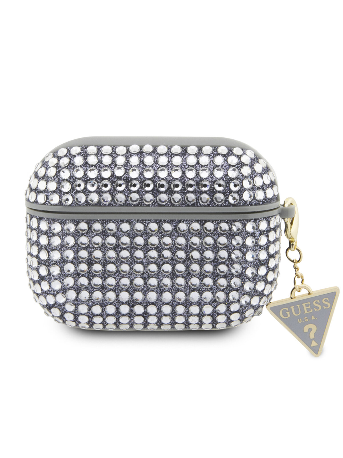 Guess для Airpods Pro чехол Diamond Rhinestone with Triangle charm Silver