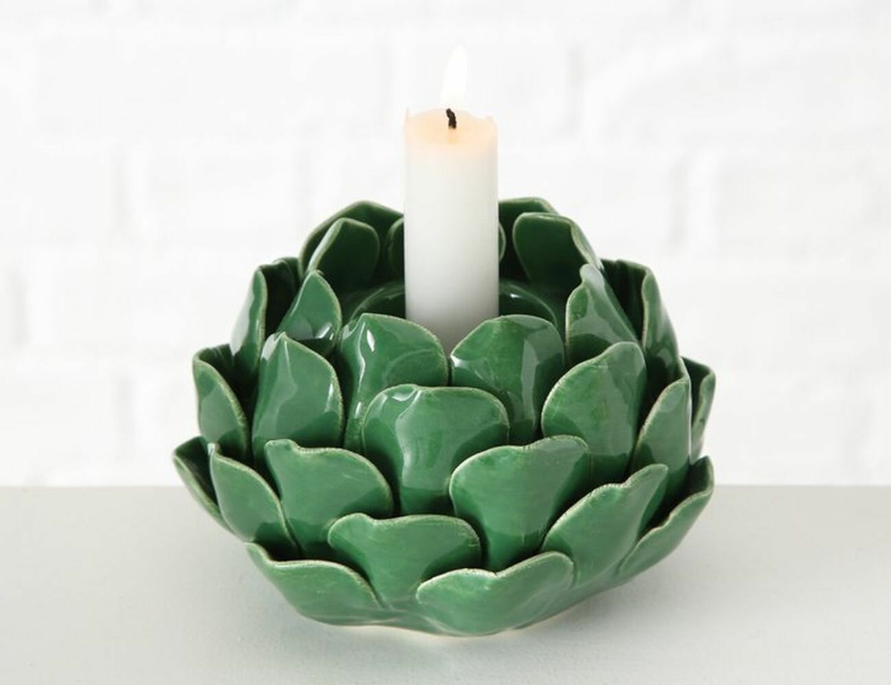Керамический подсвечник, зеленый, 14 см, Boltze