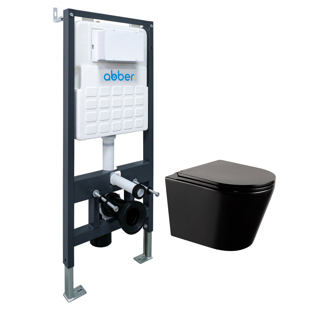 Подвесной унитаз Abber Bequem AC1102MB с инсталляцией AC0105