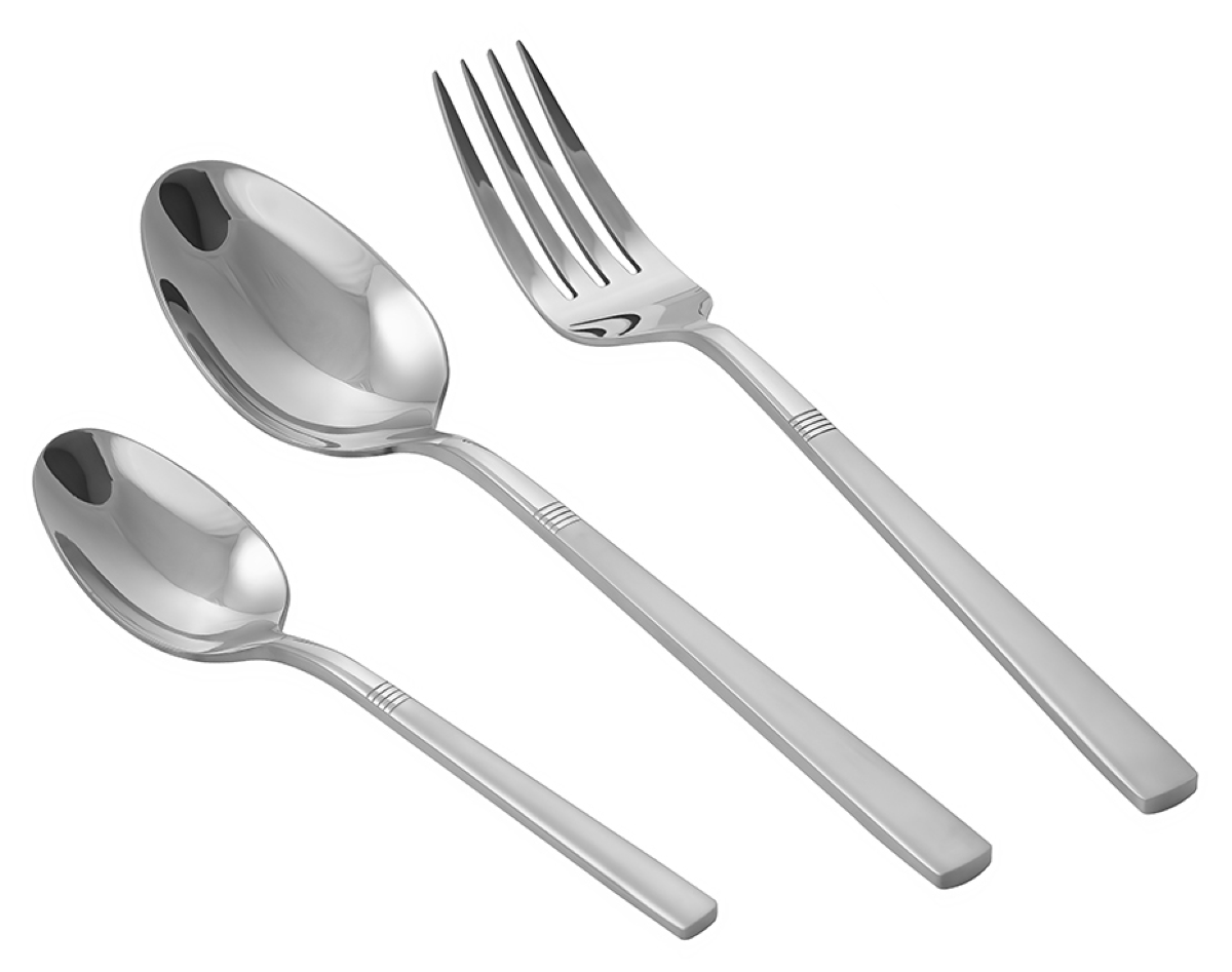 Набор столовых приборов Lara / Лара Vega из нержавеющей стали, с минималистичным дизайном, 18 предметов / сервировка стола