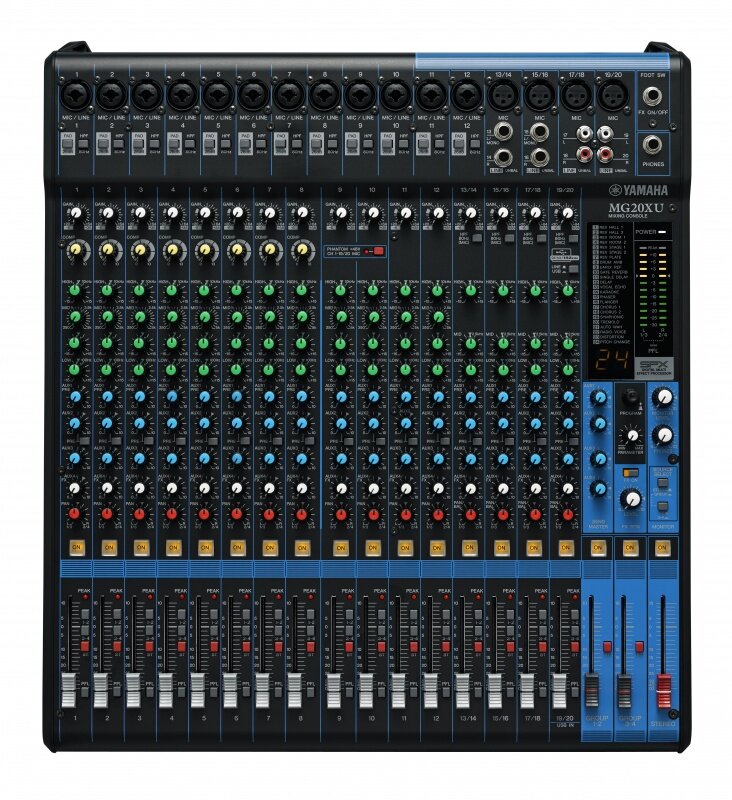 Микшерный пульт Yamaha MG20XU, 20 каналов, аудиоинтерфейс, пассивный, аналогово-цифровой