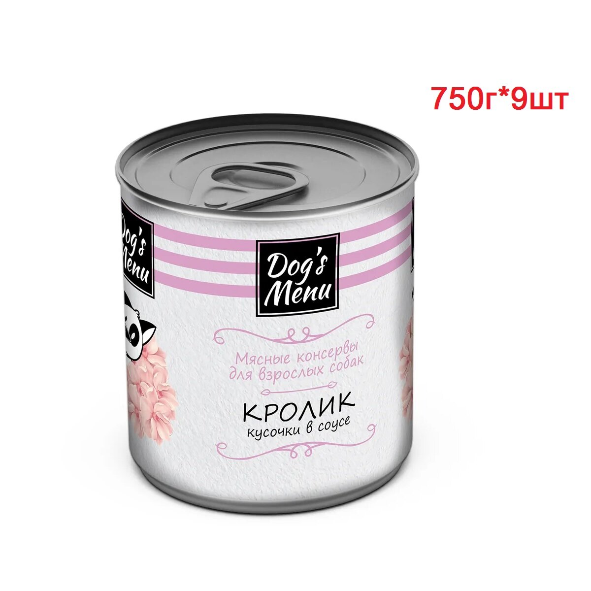 Dog`s Menu консервы для взрослых собак с кроликом кусочки в соусе 750г*6шт