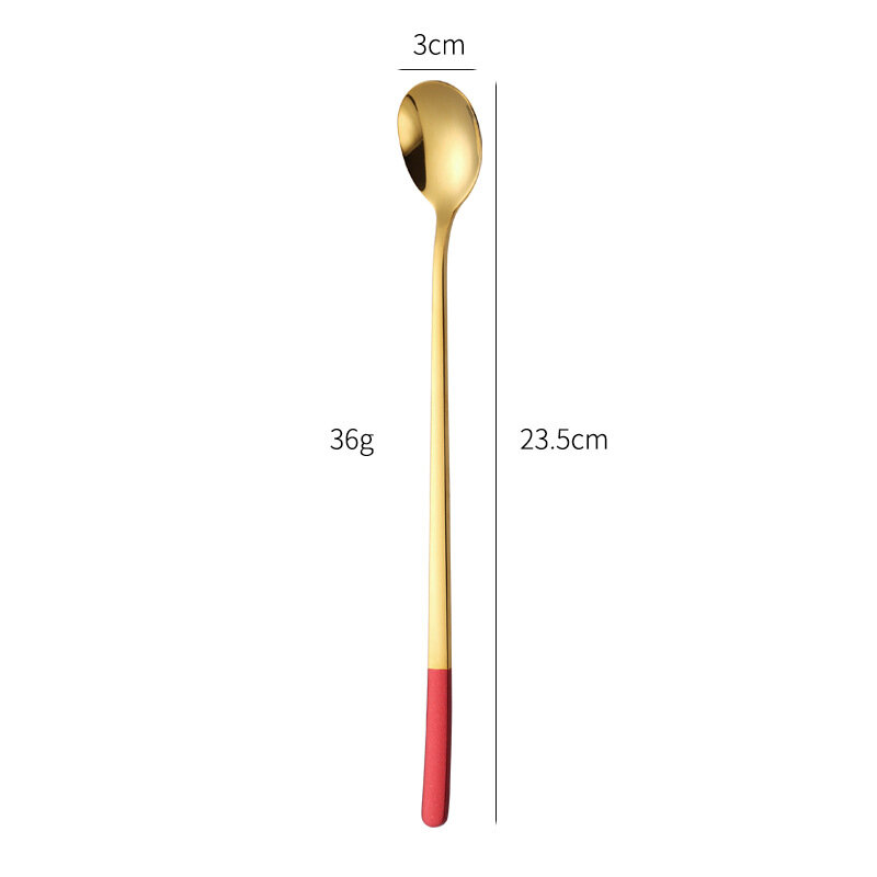 304 ложка из нержавеющей стали корейский стиль длинная ручка ложка для льда Бар Ложка для смешивания высокая цветовая